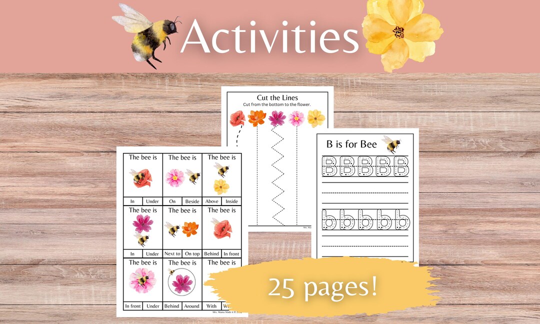 Bee and Flowers Activity Pack for Prek, Kindergarten, and 1st Tracing ...