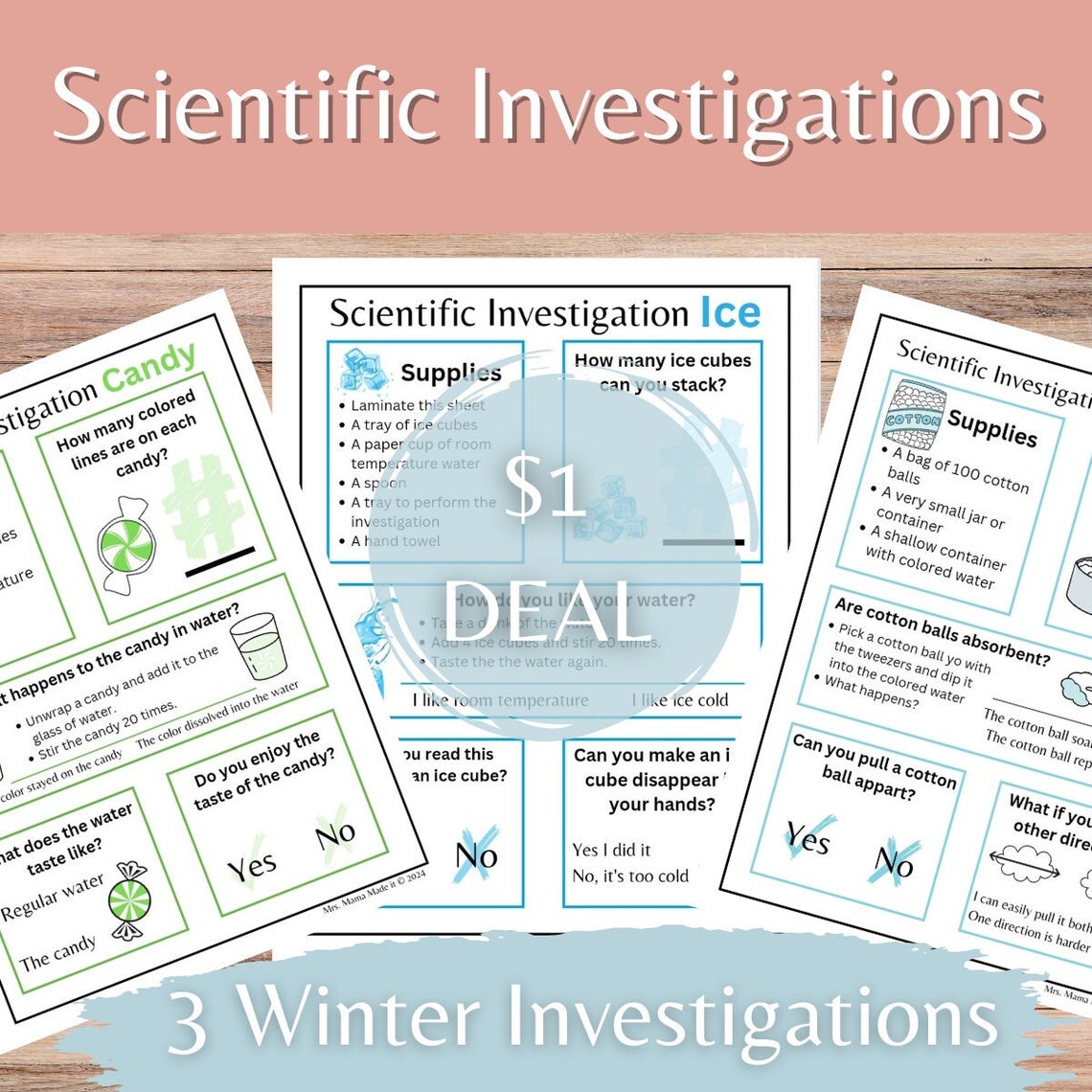 3 Winter Scientific Investigations Sheets for Classroom or Homeschool ...