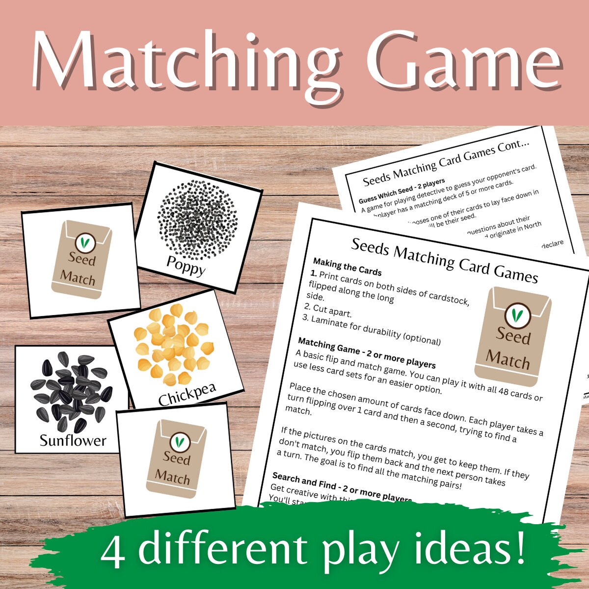 Seeds Information Cards and Matching Game for Homeschool and Classroom ...