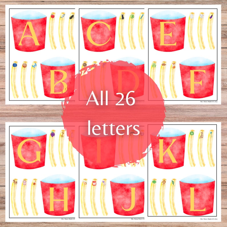 French Fry Beginning Sounds Alphabet Matching Game Printable Early ...