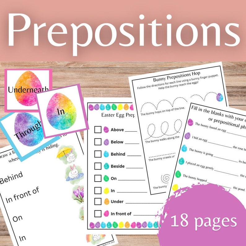 Easter Egg and Bunny Preposition Unit With 18 Pages for Homeschool or ...