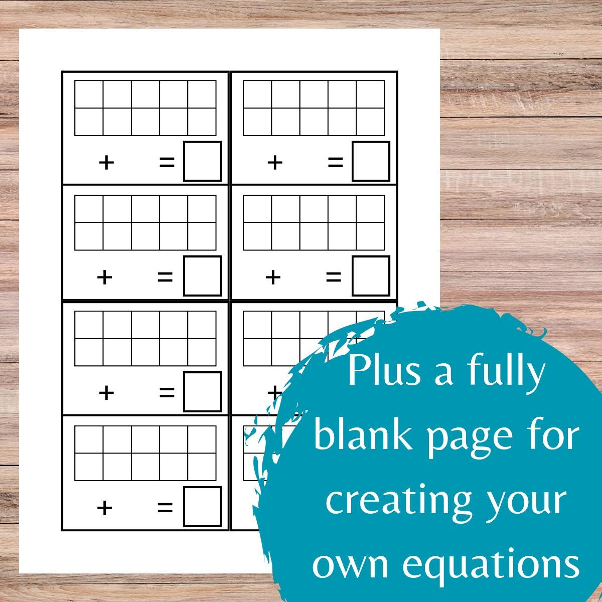Blank Ten Frame Addition Printable Pages or Flash Cards for Homeschool ...