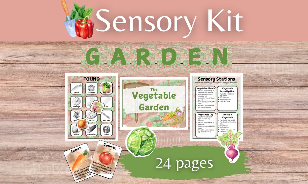 Vegetable Garden Sensory Bins - 4 Printable Station Set up Ideas, Signs ...