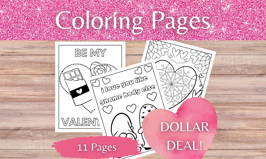 Valentine's Coloring Pages Hearts Gnomes Love Potion Printable Art ...