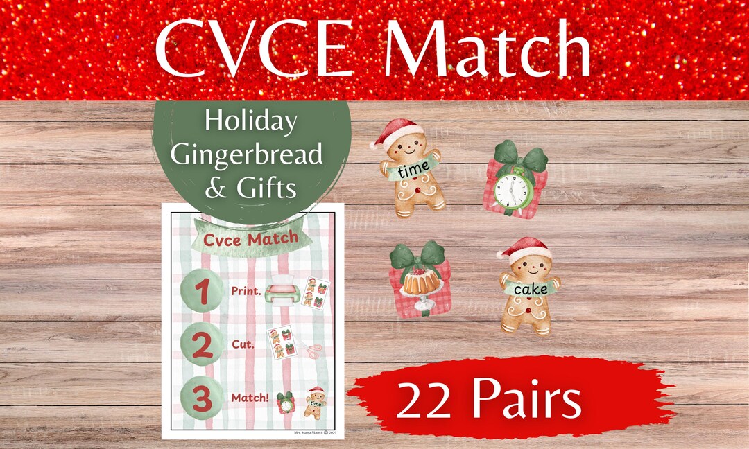Christmas Cvce Word Matching Game — Holiday Phonics Activity ...