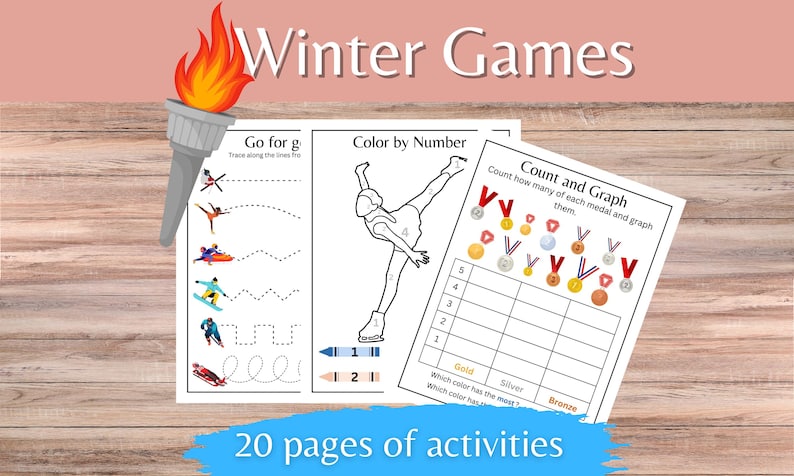 Winter Games Themed Printable Activity Pack Early Elementary — Tracing ...