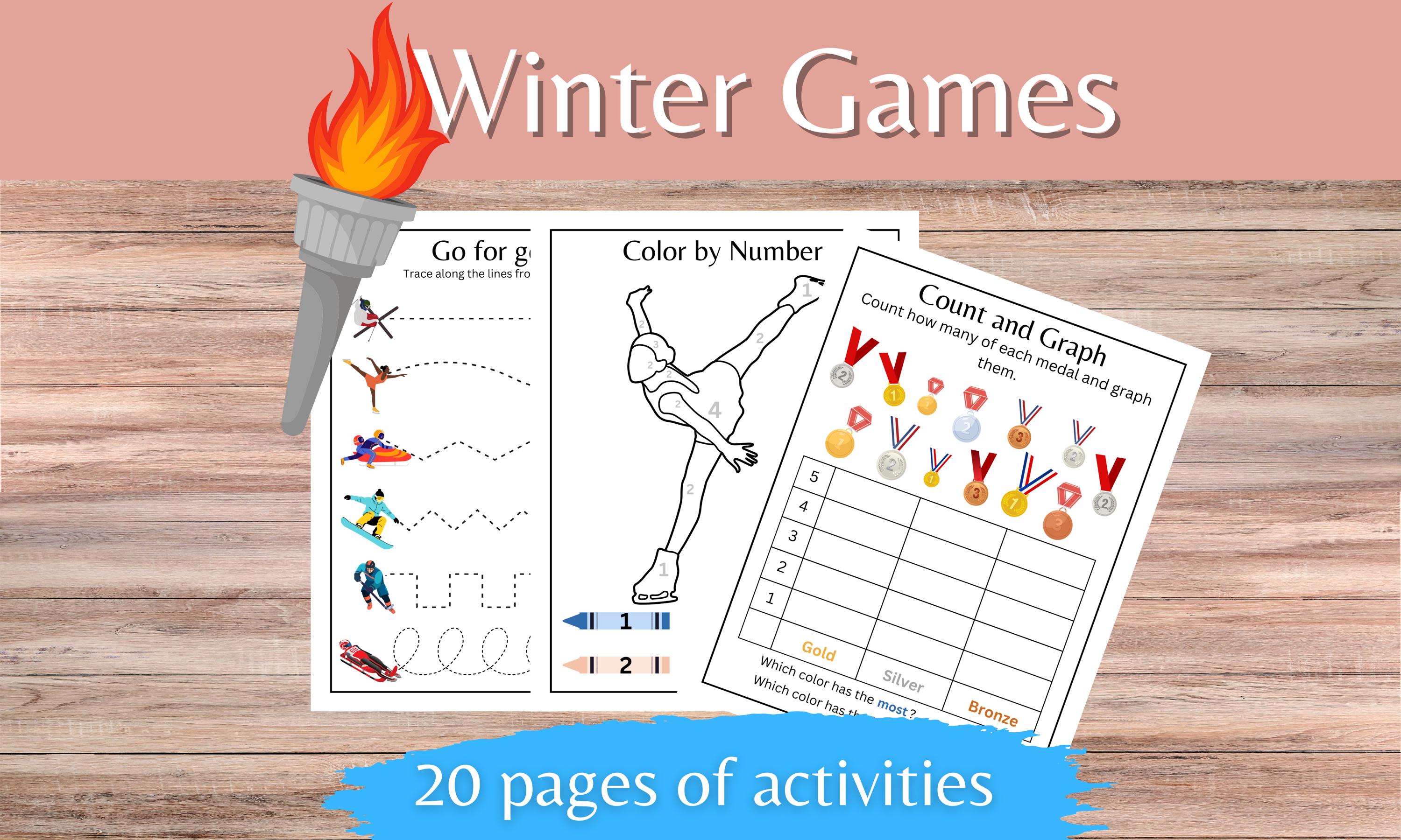 Winter Games Themed Printable Activity Pack Early Elementary — Tracing ...