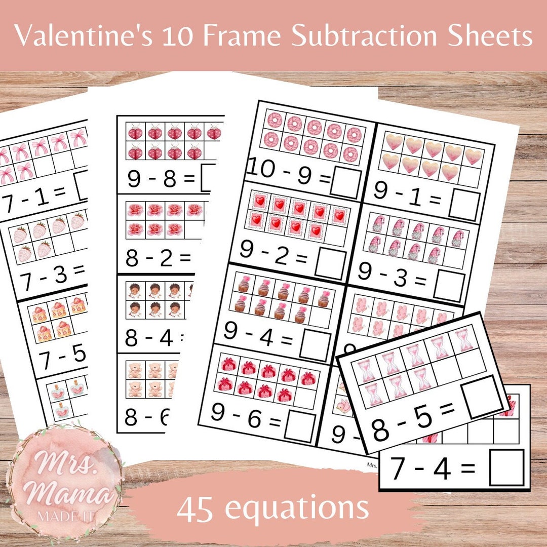 Valentine's Day Ten Frame Addition Cards for Homeschool or Classroom ...
