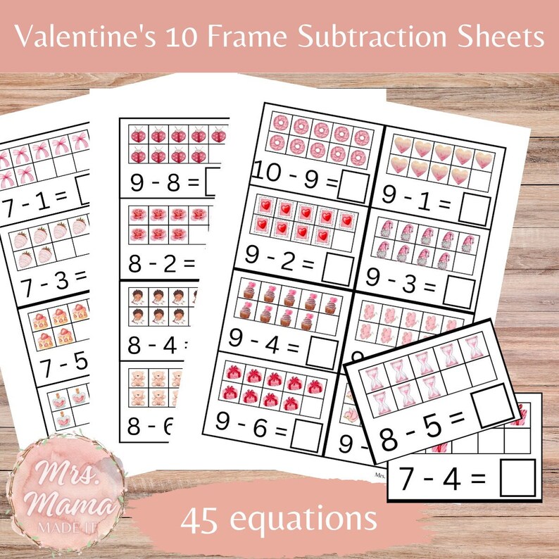 Valentine's Day Ten Frame Addition Cards for Homeschool or Classroom ...