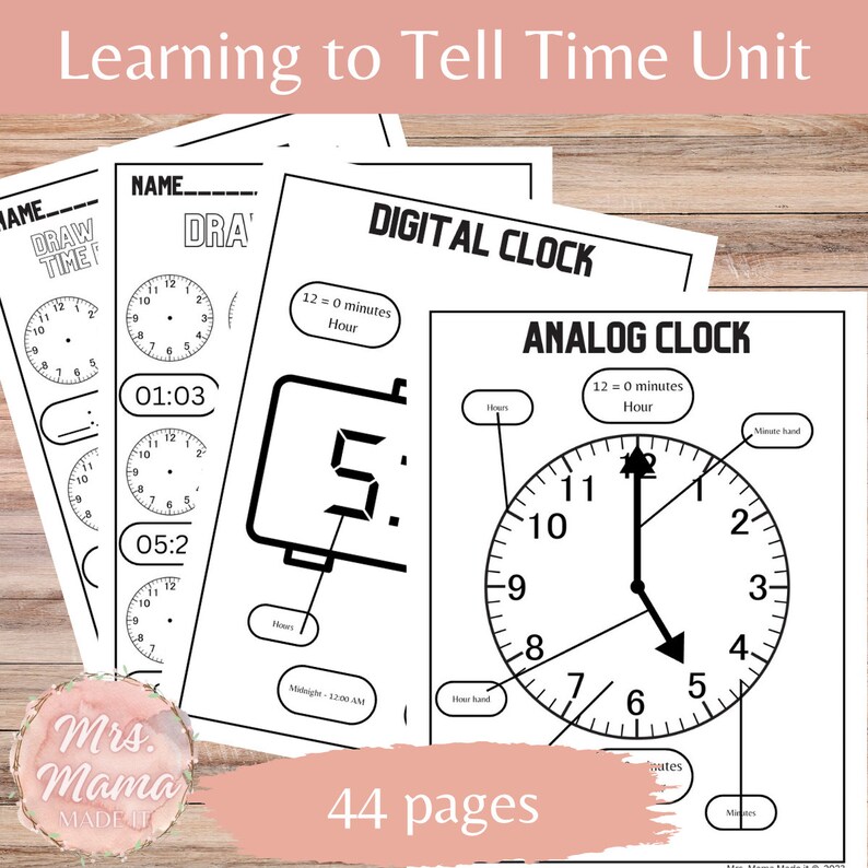 Telling Time Unit for Kindergarten and 1st Grade Learning to Tell Time ...
