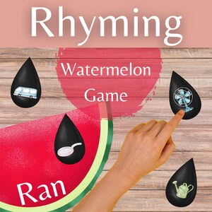 Rhyming Words Game - Watermelon Theme | Phonemic Awareness Literacy ...