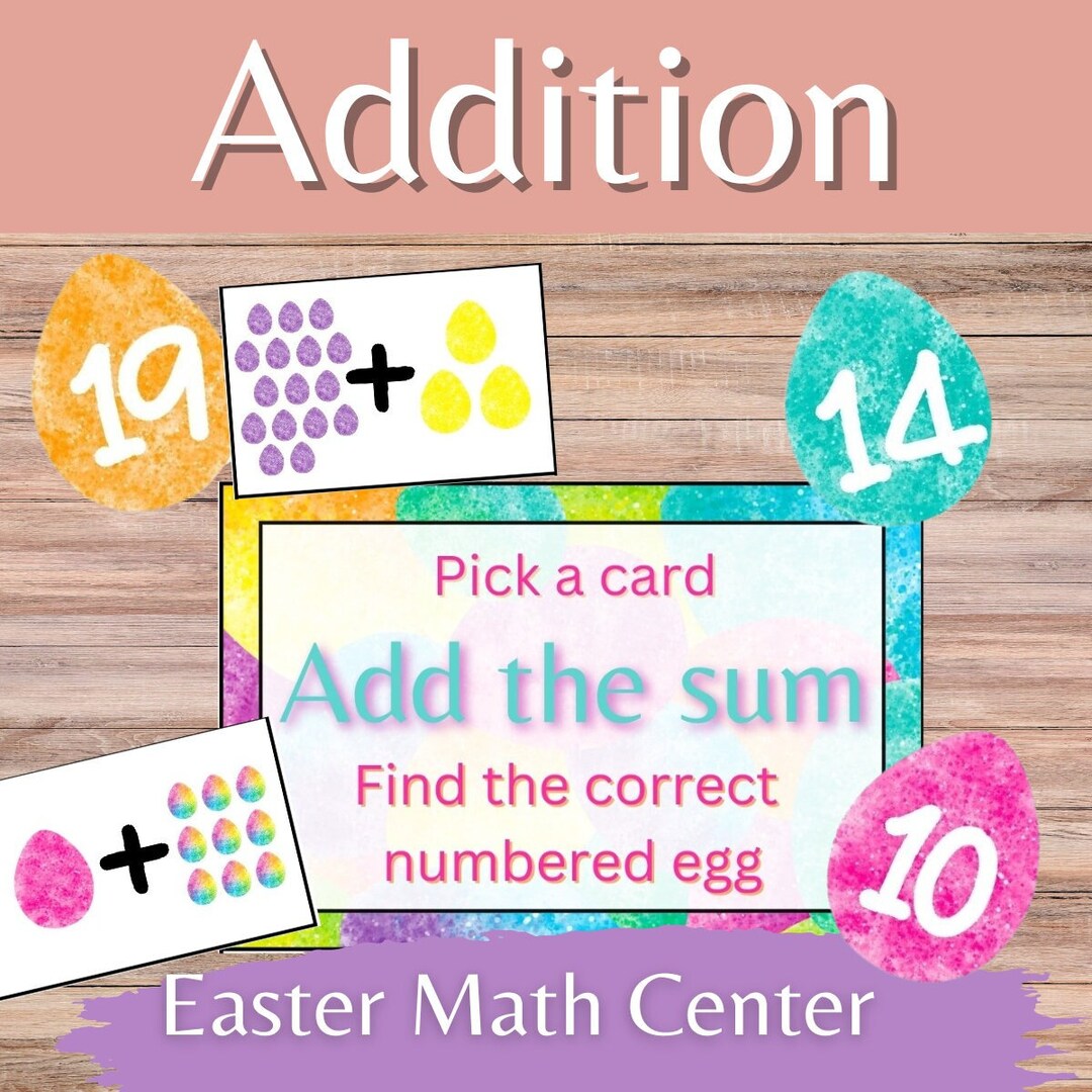 Easter Addition Math Center Activity Counting 1-20 Beginning Math ...