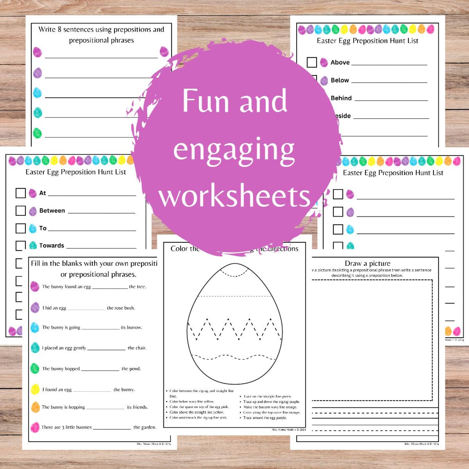 Easter Egg and Bunny Preposition Unit English Language Art Literacy ...