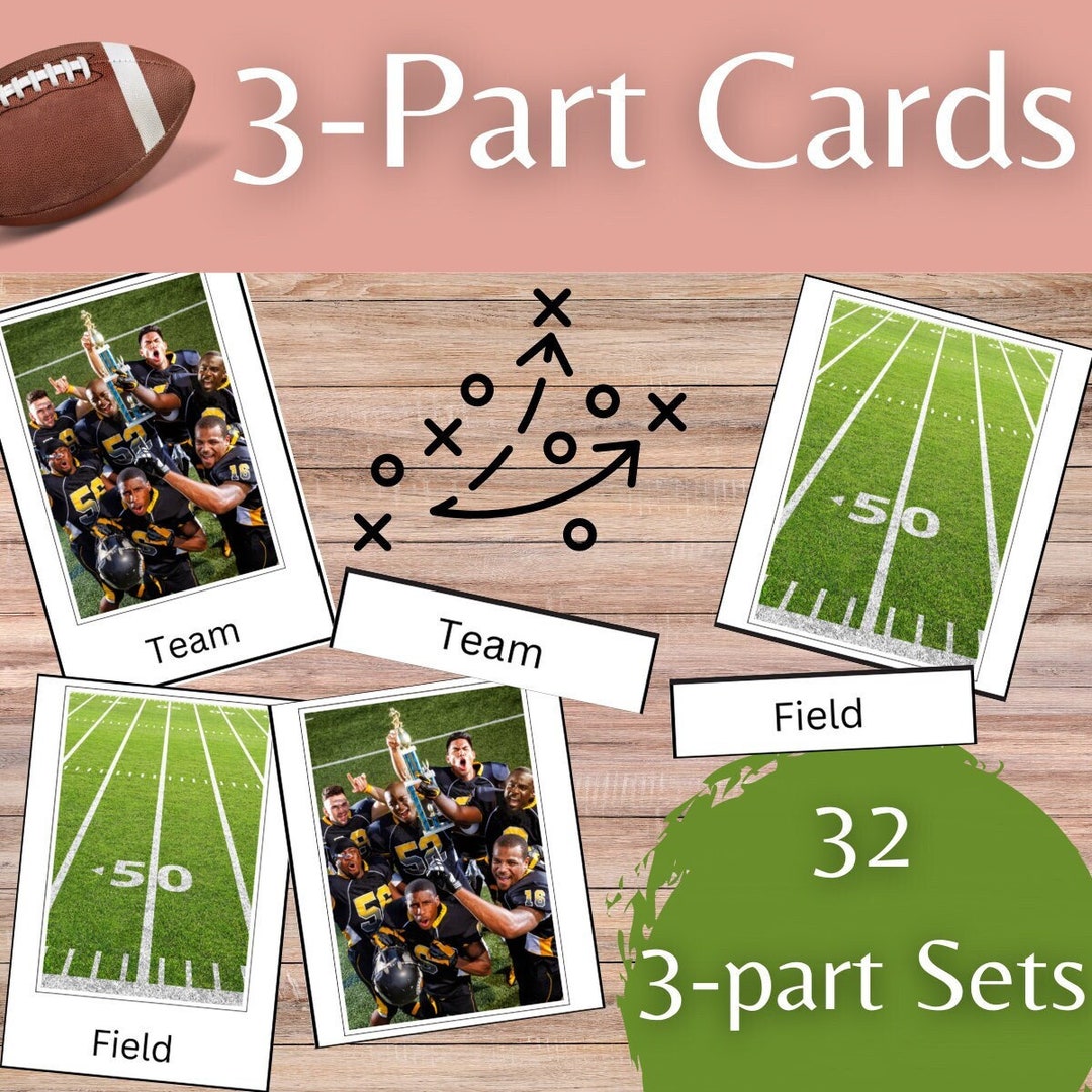 Football 3-part Montessori Inspired Cards With 32 Sight Words and Real ...