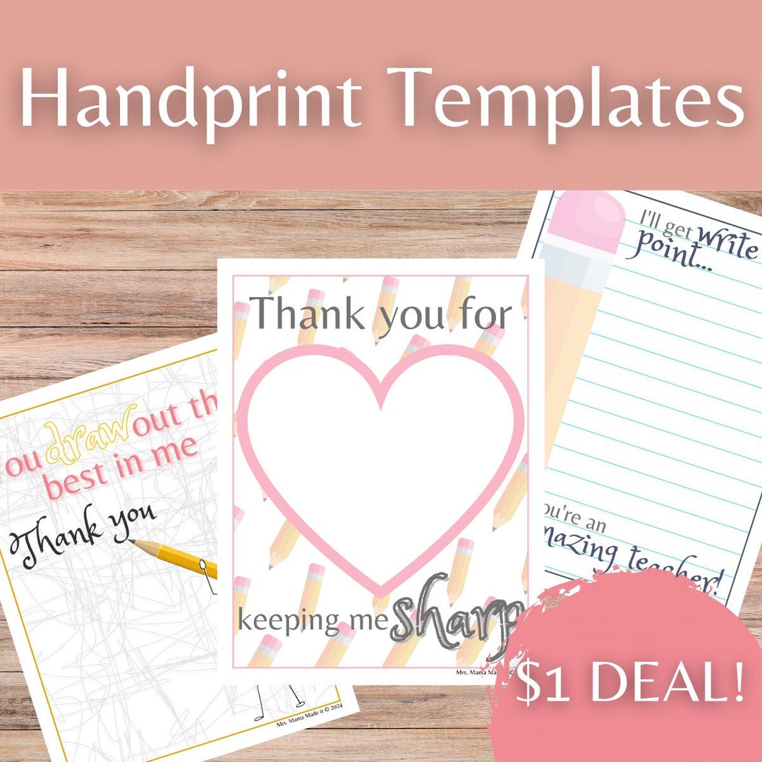 Teacher Appreciation Gift Hand Print Templates for Appreciation Week - Etsy
