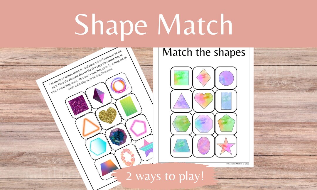 Non Identical Shape Match Math Activity Dollar Deal for Homeschool and ...
