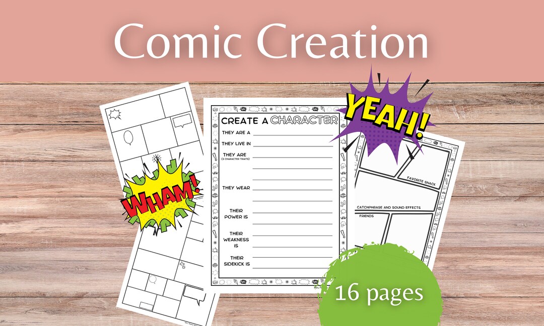 Create a Comic Blank Comic Pages and Character Building Outline for ...