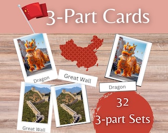China Montessori 3-part Cards Build Vocabulary, Study Culture, Reading ...