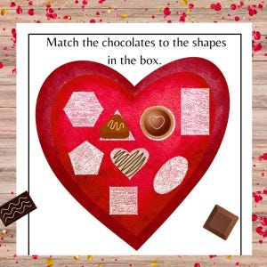 Valentine's Day Shape Match Box of Chocolates Cut and Paste for ...