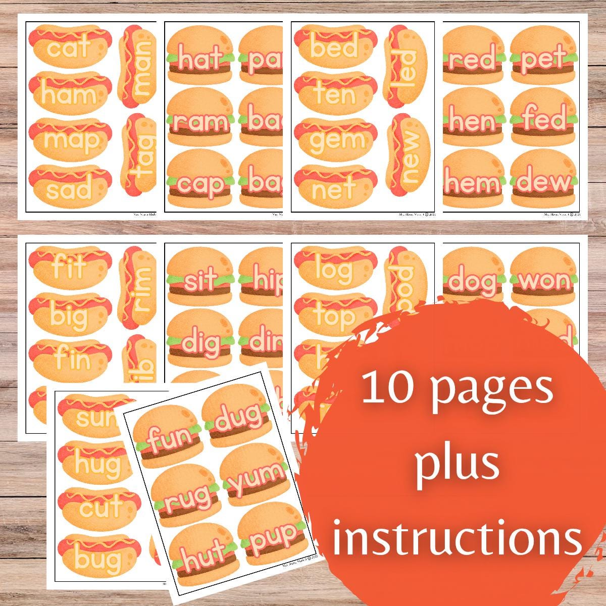 CVC Rhyming Word Match Game: Summer BBQ Phonics (digital Download) - Etsy