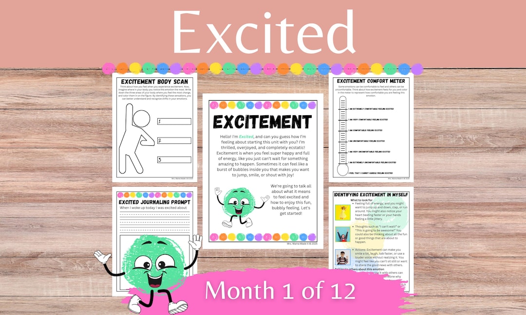 Excited Emotion Unit Study & Worksheets for Emotional Regulation and ...