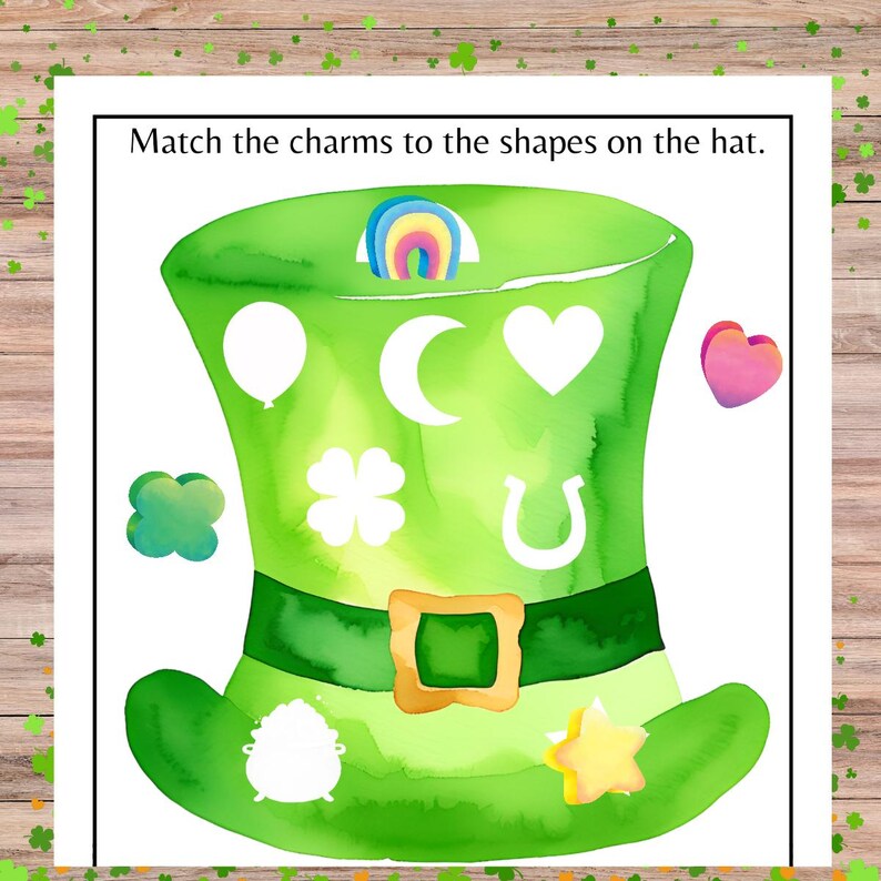 St Patrick's Day Leprechaun Hat Shape Match: Cut & Paste Activity (PDF ...