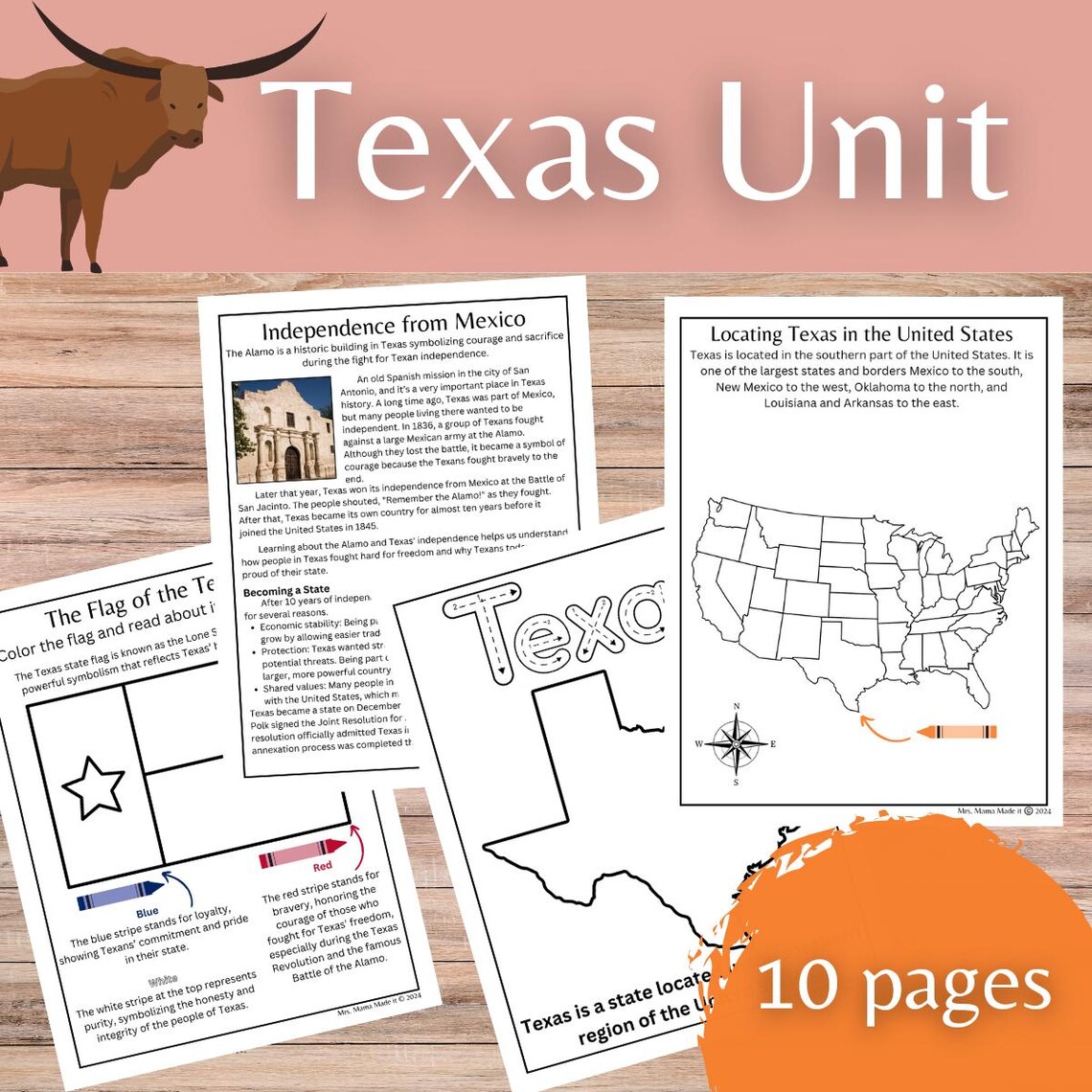 Texas State Mini Unit - Geography, Social Studies, History, Fun Facts ...