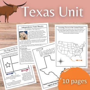 Texas State Mini Unit - Geography, Social Studies, History, Fun Facts ...