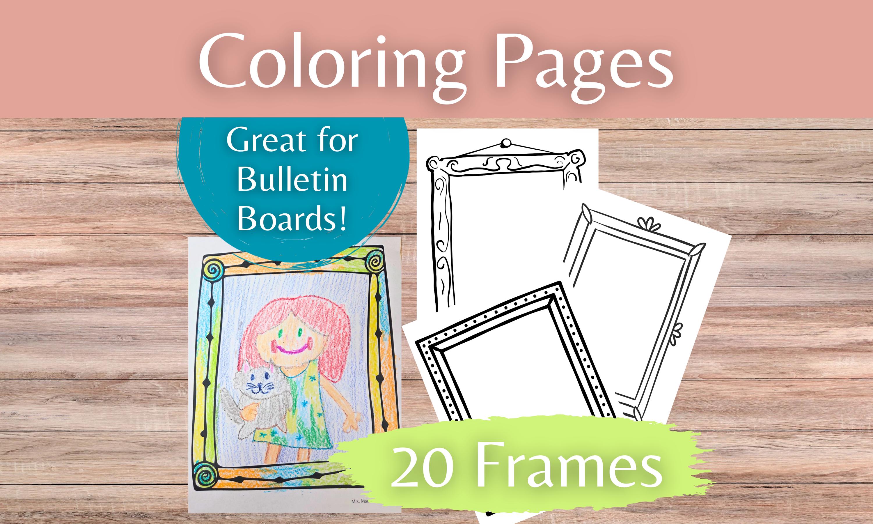 Printable Coloring Page Frames: Back to School Art Activities (digital ...