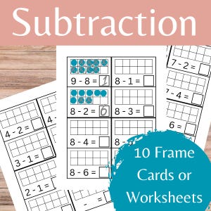 Blank Ten Frame Subtraction Printable Pages or Flash Cards for ...