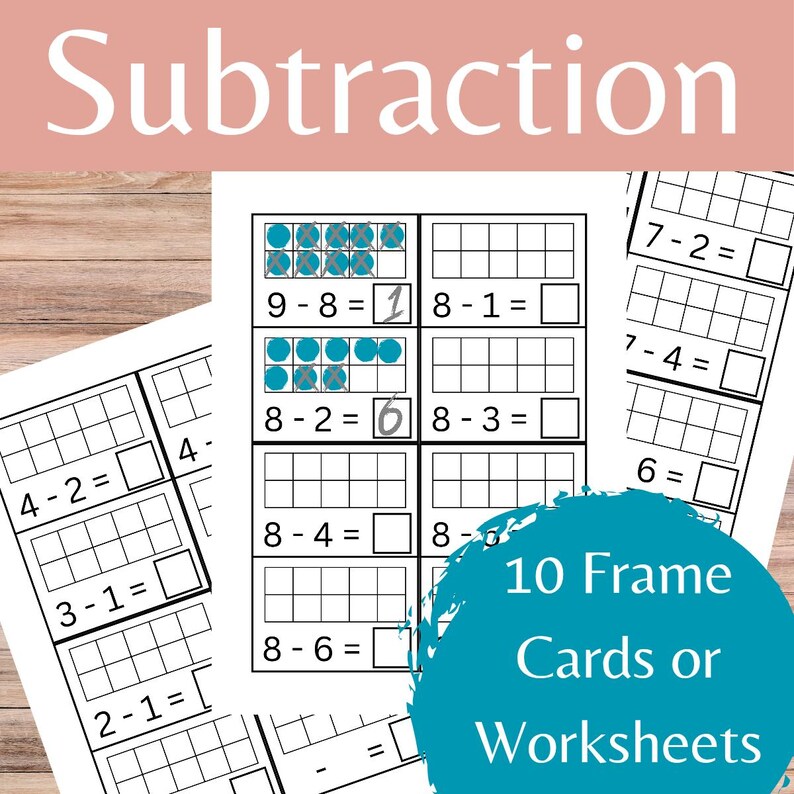 Blank Ten Frame Subtraction Printable Pages or Flash Cards for ...