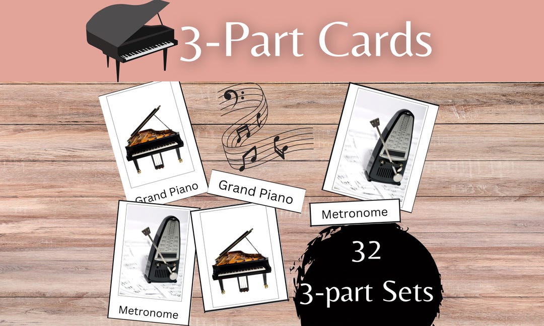 Piano Montessori Style 3-part Cards Classroom or Homeschool Music ...