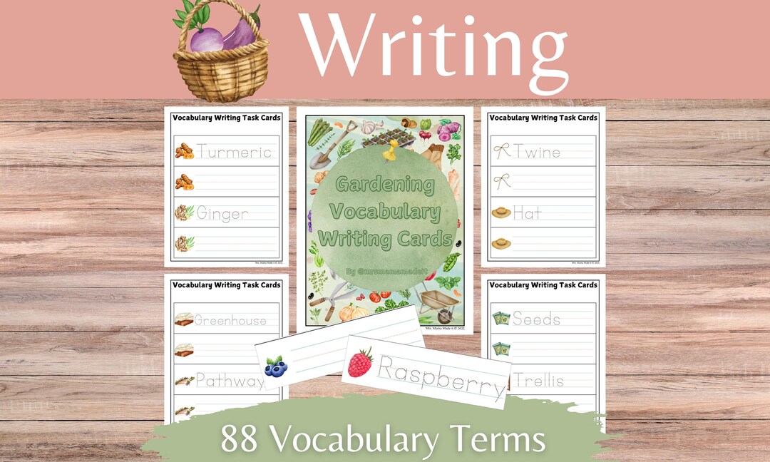 Montessori Gardening Vocabulary Tracing Cards: Handwriting Practice ...