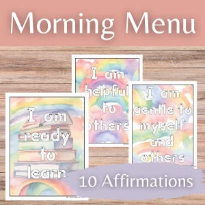 Daily Affirmations Morning Menu Traceable Pages or Mini Posters for ...