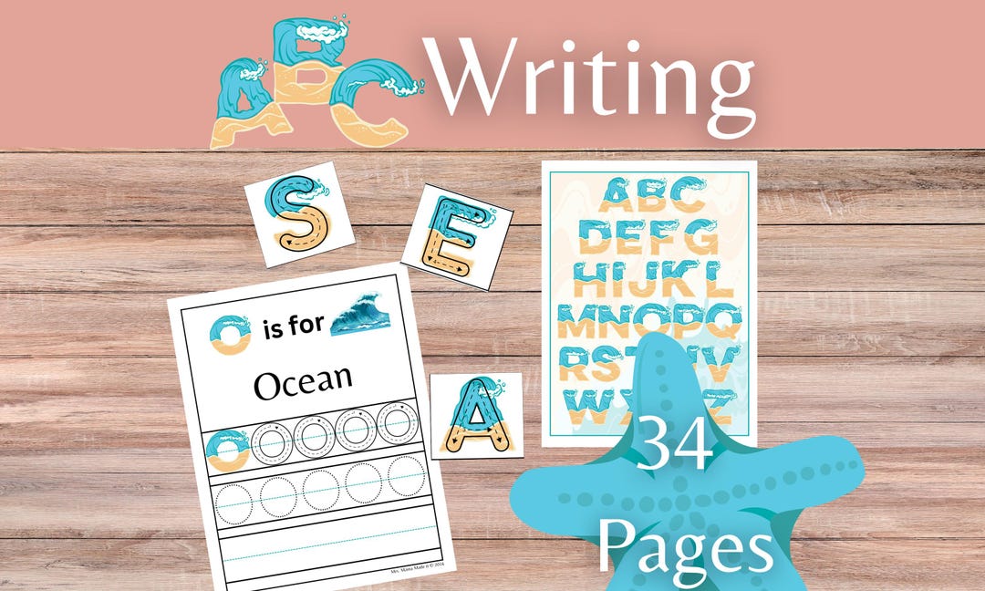 Ocean Alphabet A-Z Handwriting and Vocabulary Practice Prek and ...
