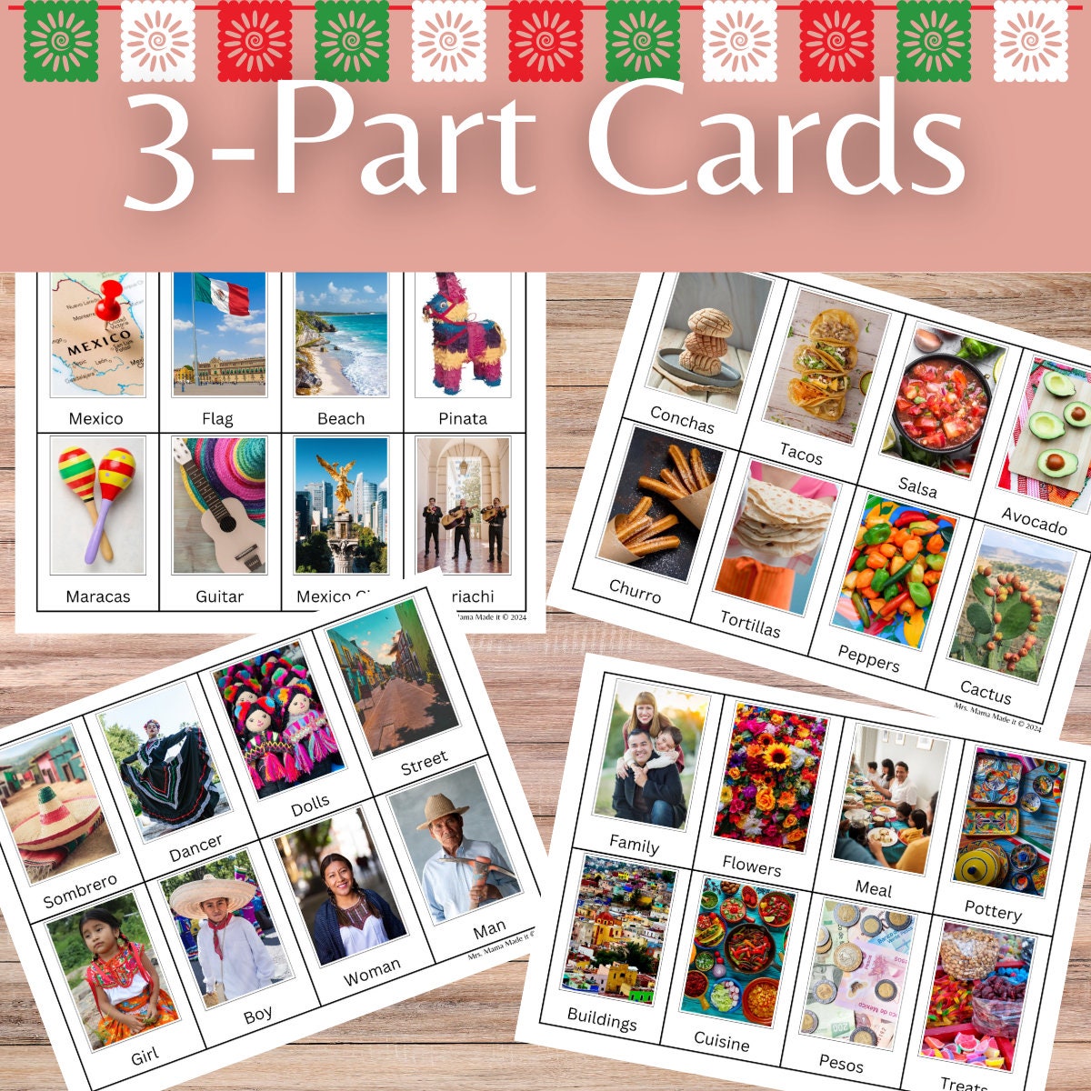 Mexico Montessori Style 3 Part Cards for Classroom or Homeschool ...