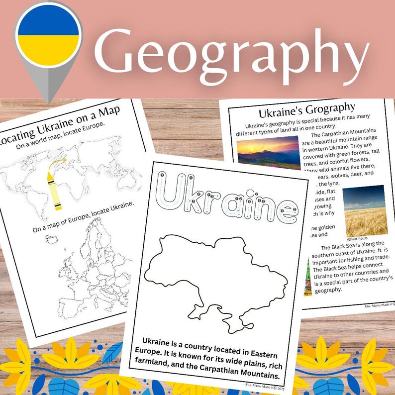 Ukraine Mini Unit Study, Printable Elementary Geography Worksheets (PDF ...