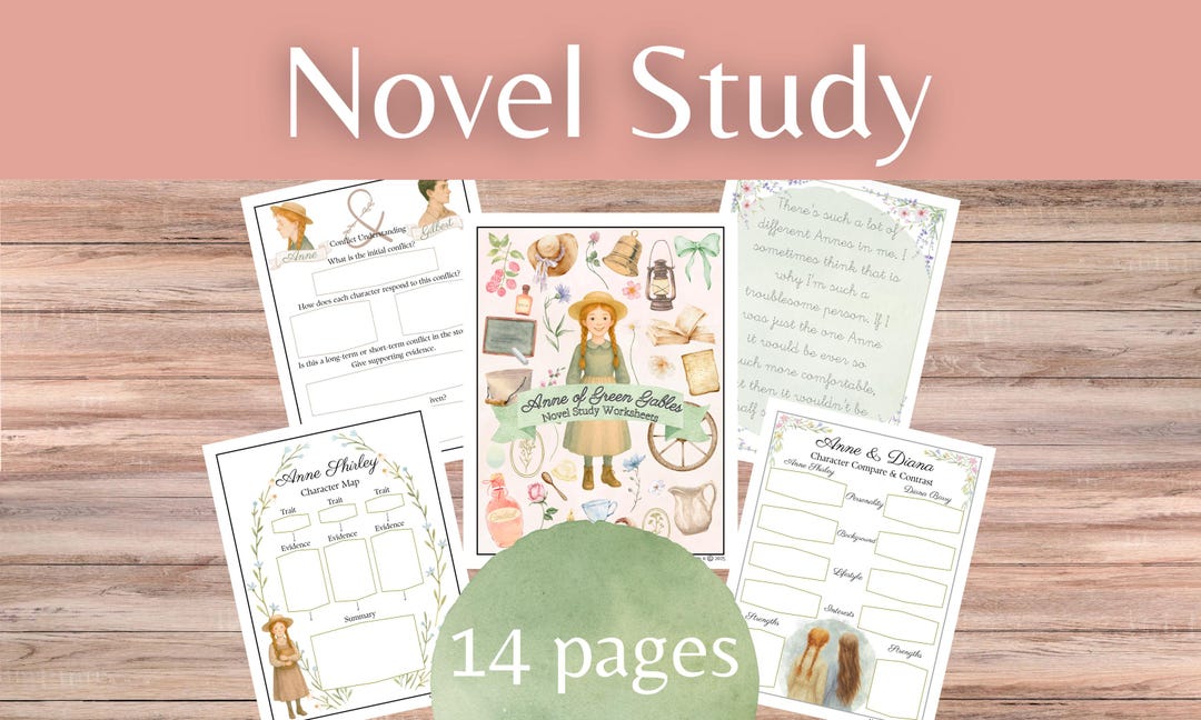 Anne of Green Gables Novel Study Worksheets — Character Analysis ...