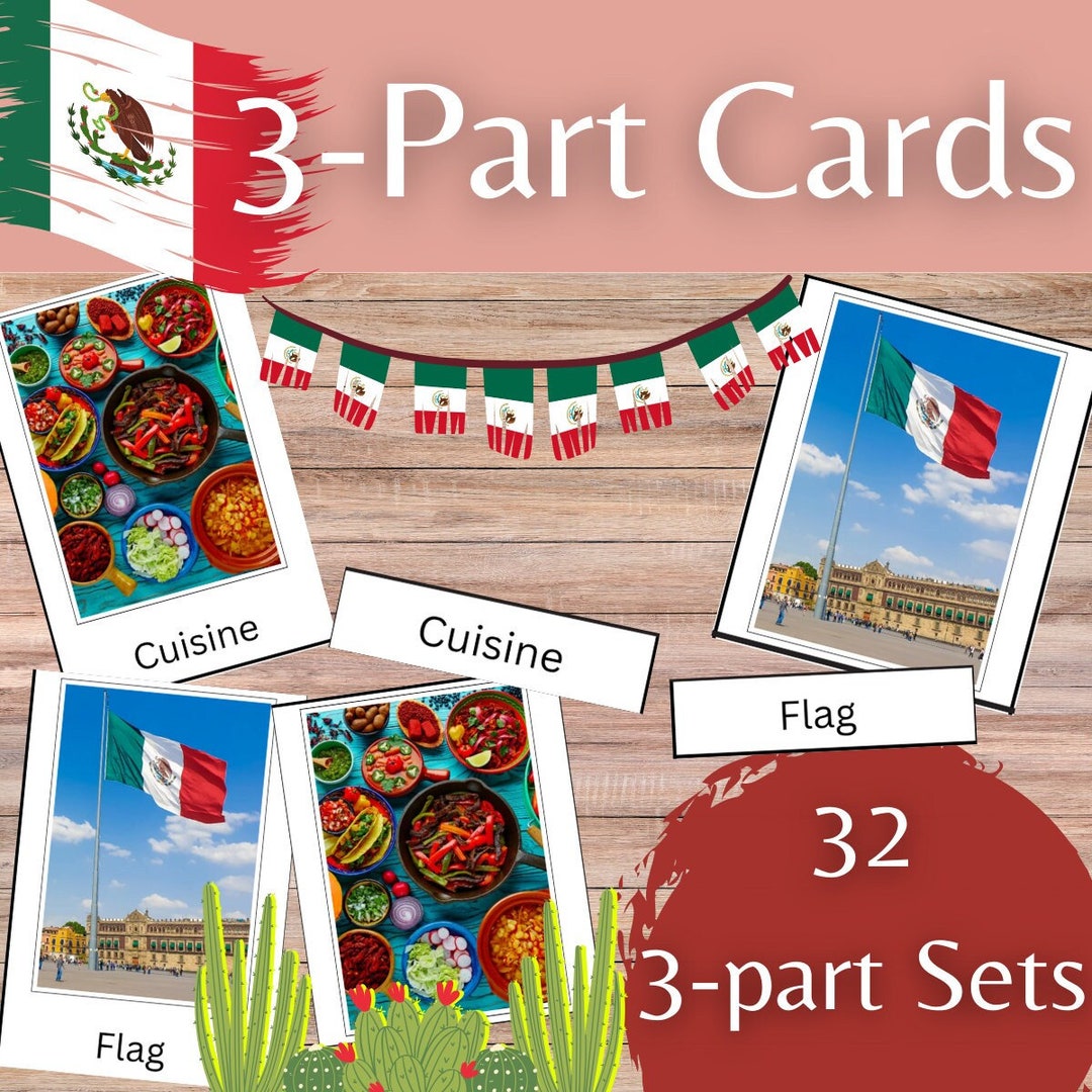 Mexico Montessori Style 3 Part Cards for Classroom or Homeschool ...