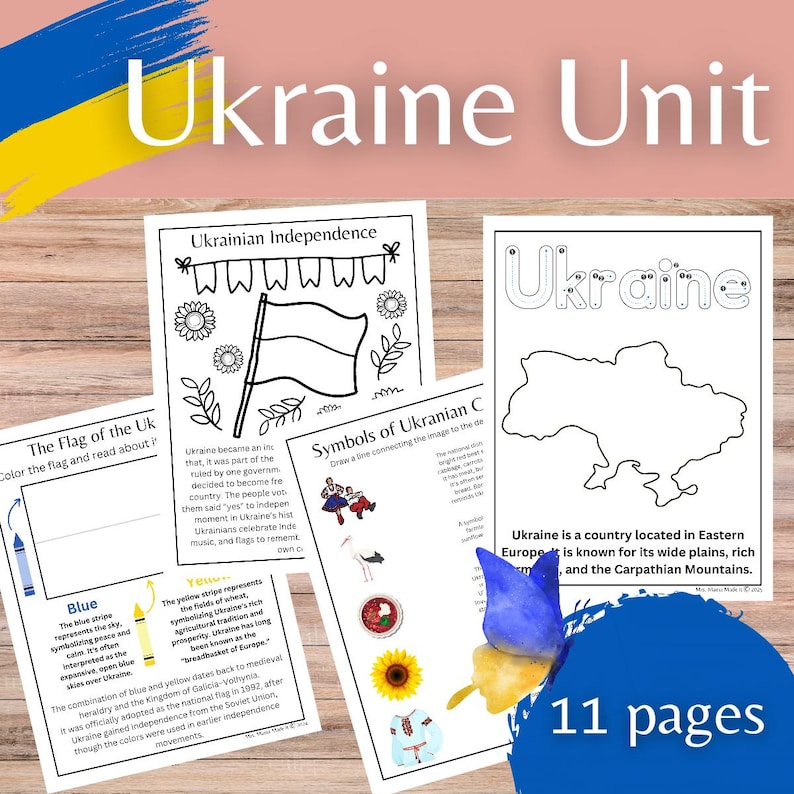 Ukraine Mini Unit Study, Printable Elementary Geography Worksheets (PDF ...