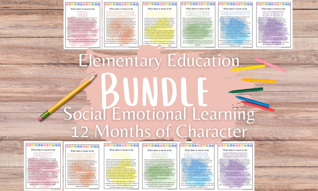 12 Months of Character Values Printable Bundle - Social Emotional ...