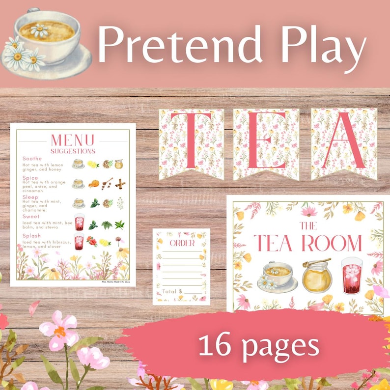 The Tea Room Dramatic Play Pretend Shop Printable Set for Classroom or ...