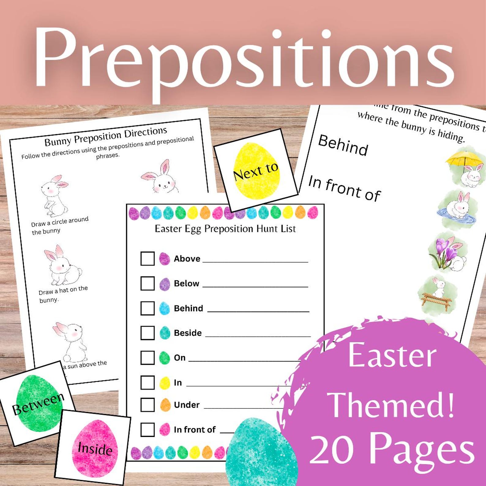 Easter Egg and Bunny Preposition Unit English Language Art Literacy ...