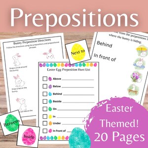 Easter Egg and Bunny Preposition Unit English Language Art Literacy ...