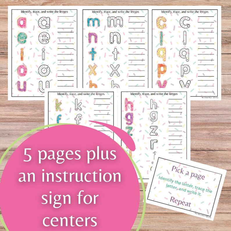 Donut Lowercase Alphabet Letter Tracing Worksheets | Handwriting ...