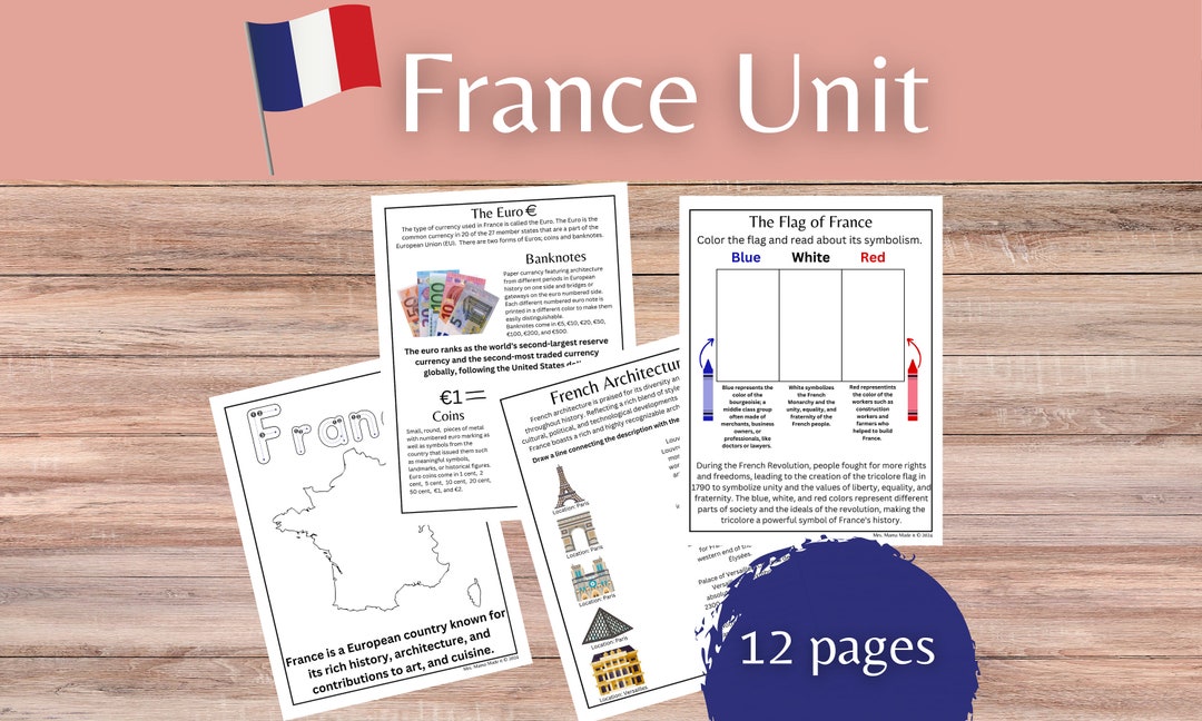 France Mini Unit Cultural Study Geography Cuisine Currency and More for ...