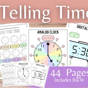 Telling Time Unit - Minutes & Hours Worksheets and Clock Craft 1st-3rd ...