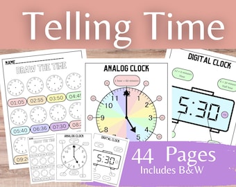 Telling Time Unit - Minutes & Hours Worksheets and Clock Craft 1st-3rd ...