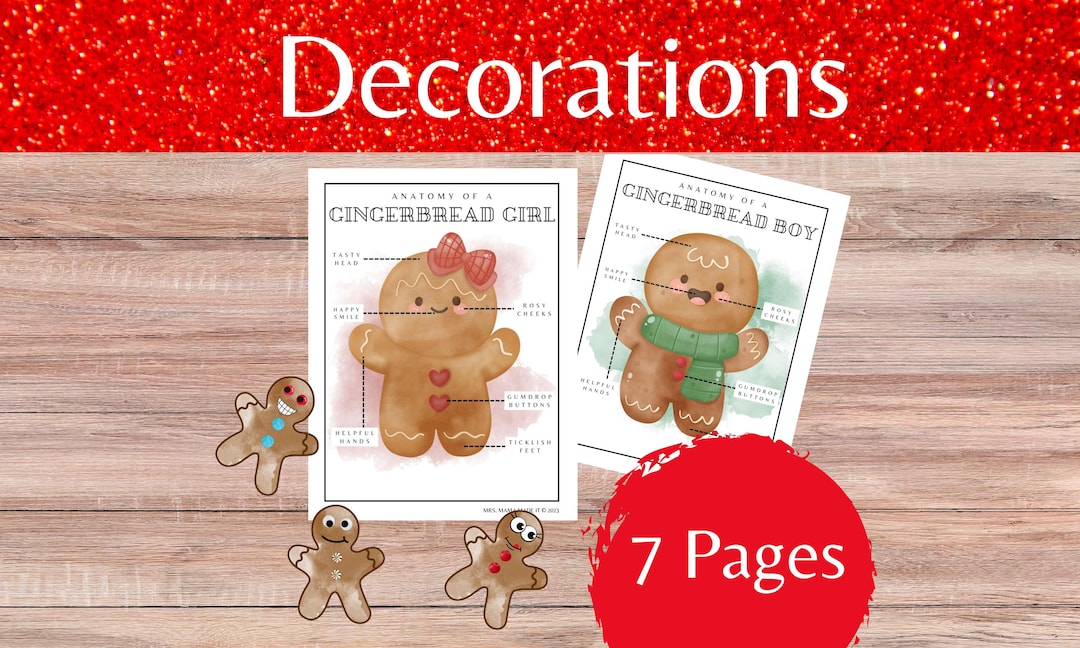 Gingerbread Décor Anatomy Posters and Craft Template Printable With ...