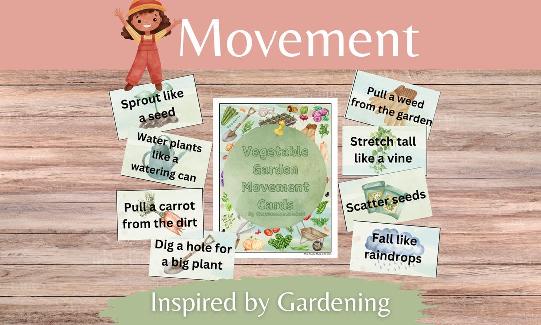 Garden Movement Cards: Preschool Activity, Printable Playtime (digital ...